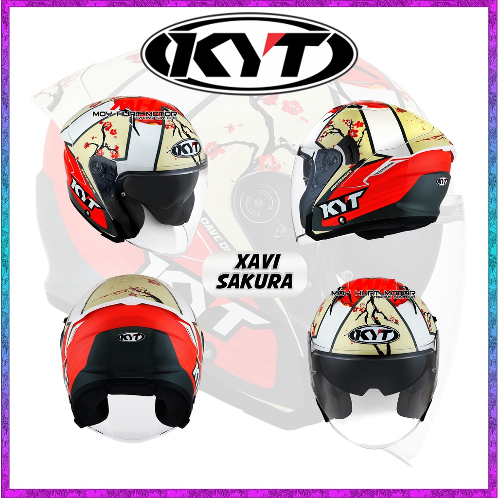 💯% ORIGINAL KYT NF-J XAVI SAKURA DOUBLE VISOR HELMET / NFJ HELMET ...