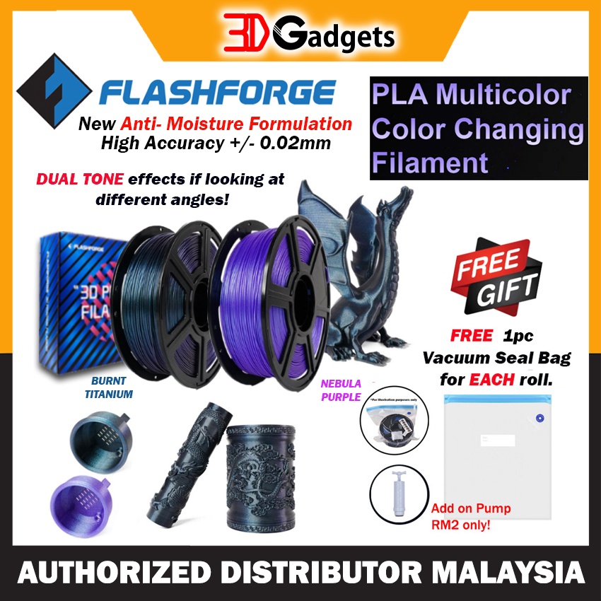 FlashForge PLA Dual Tone Multi-Color 1.75mm Filament 1KG for 3D Printer ...
