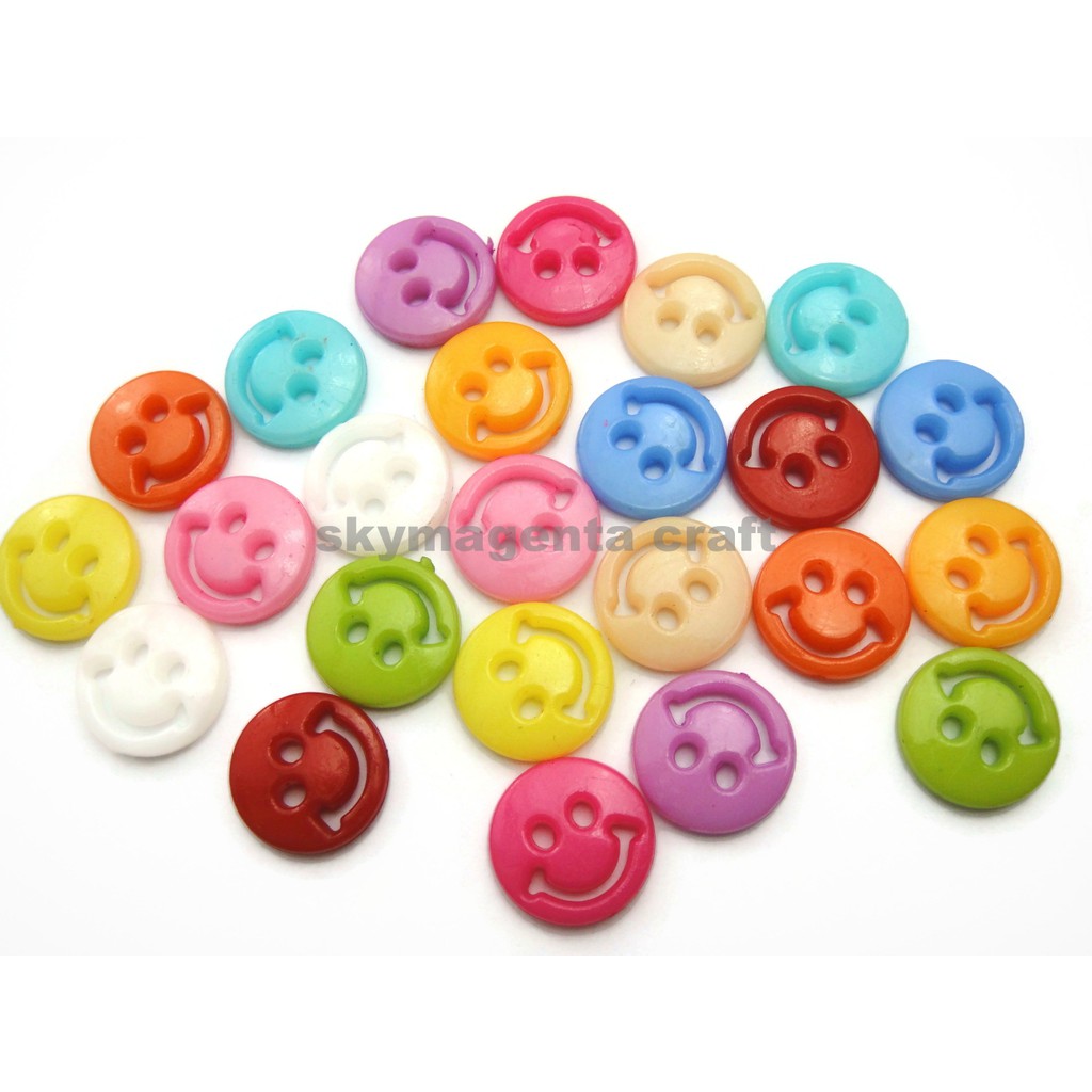 Smiley Face Flat Button Buttons Butang Plastik DIY Craft sewing (1832 ...