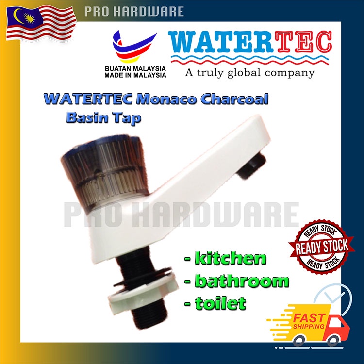 Watertec Monaco Charcoal Bib Tap Kitchen & Bathroom PVC Plastic Basin ...