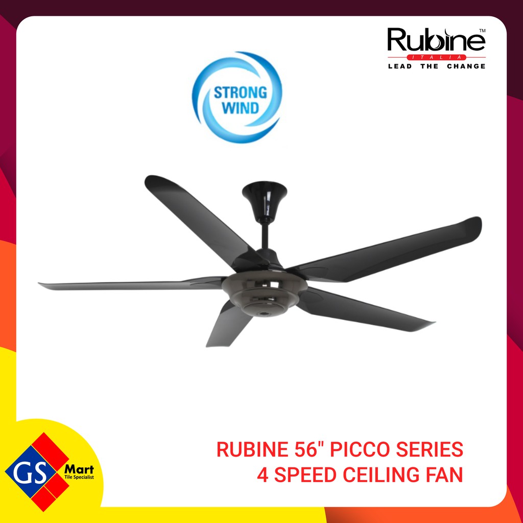 [1 UNIT] RUBINE 56 INCH PICCO SERIES 4 SPEED REMOTE CONTROL CEILING FAN/ KIPAS SILING REMOTE 56 ...