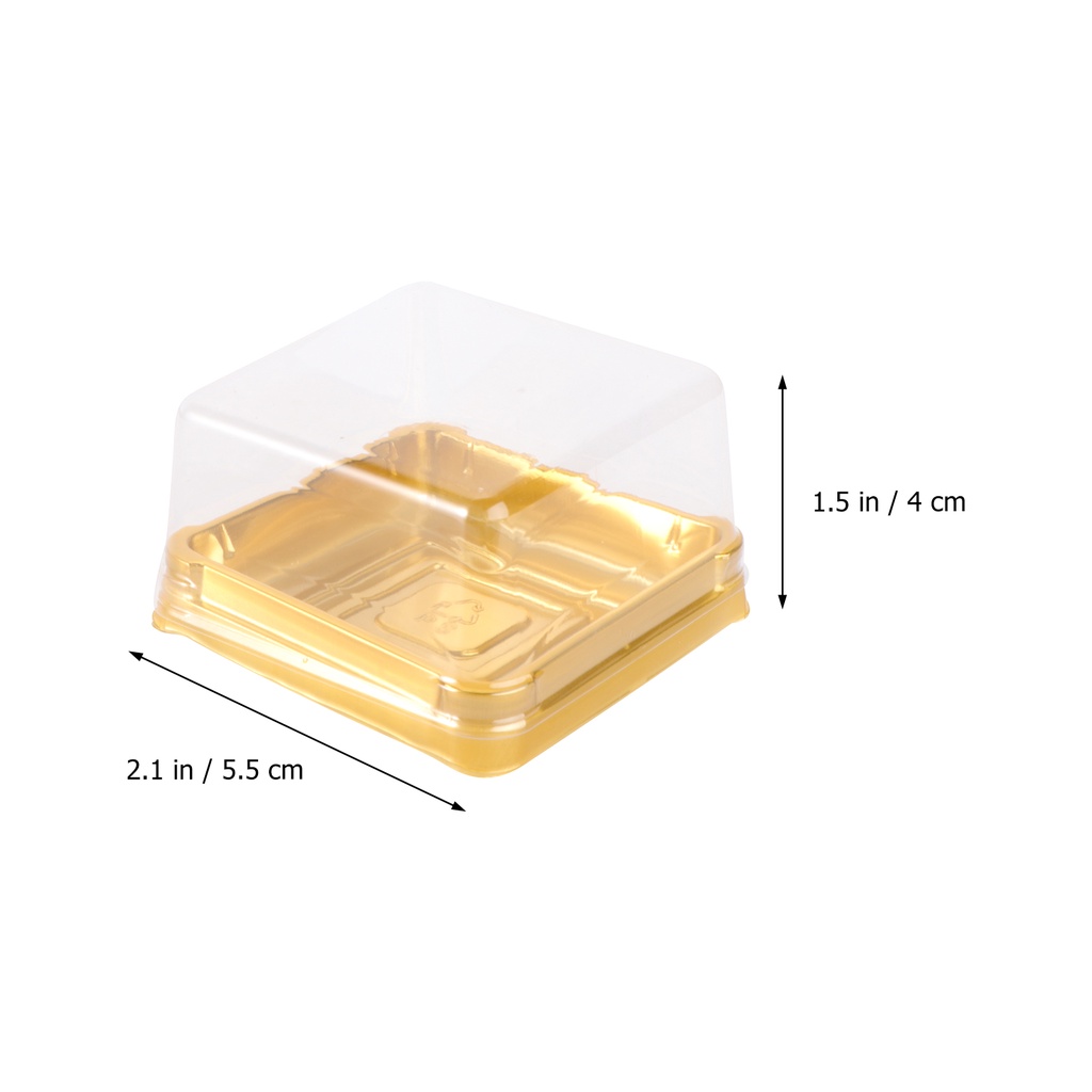 50pcs Plastic Square Moon Cake Boxes Egg-Yolk Puff Container Golden ...