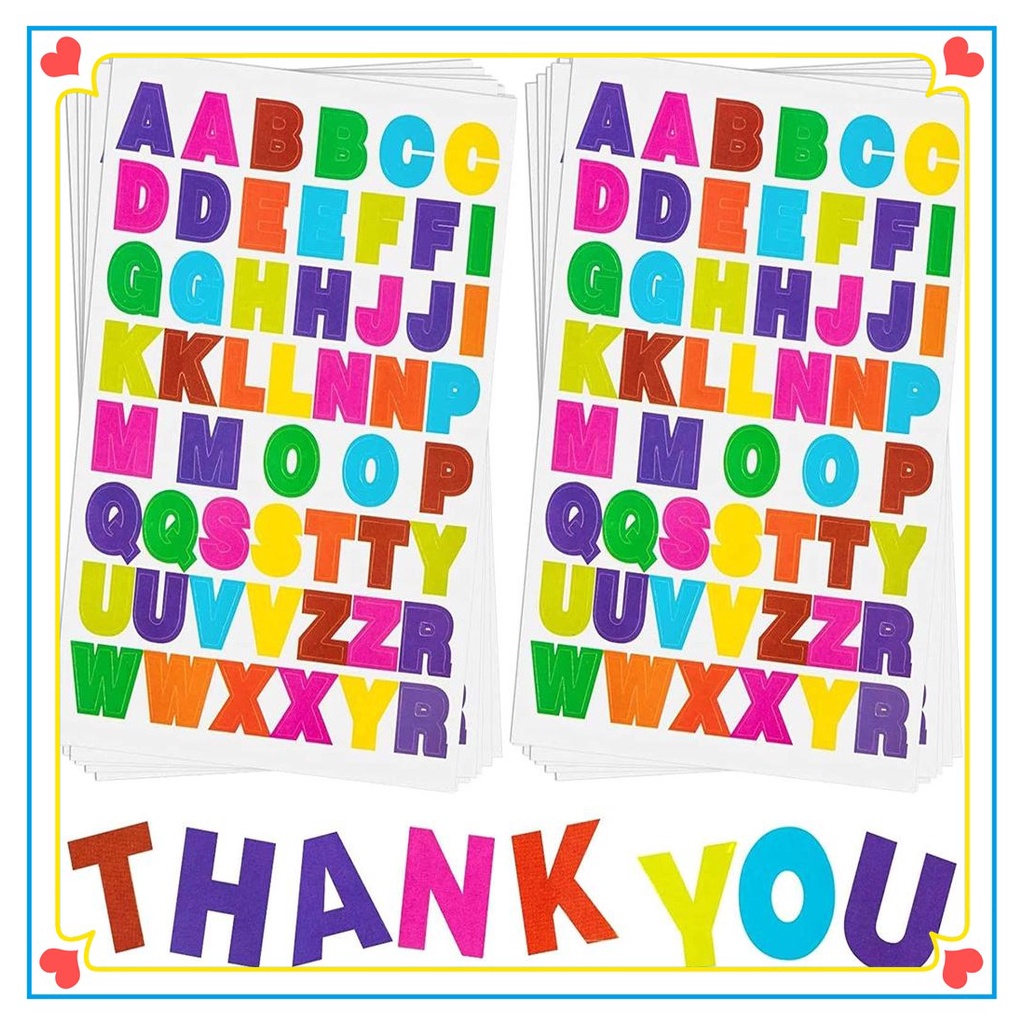 20 Sheets Colorful Letter Sticker, 10 Colors Self Adhesive Sticker ...
