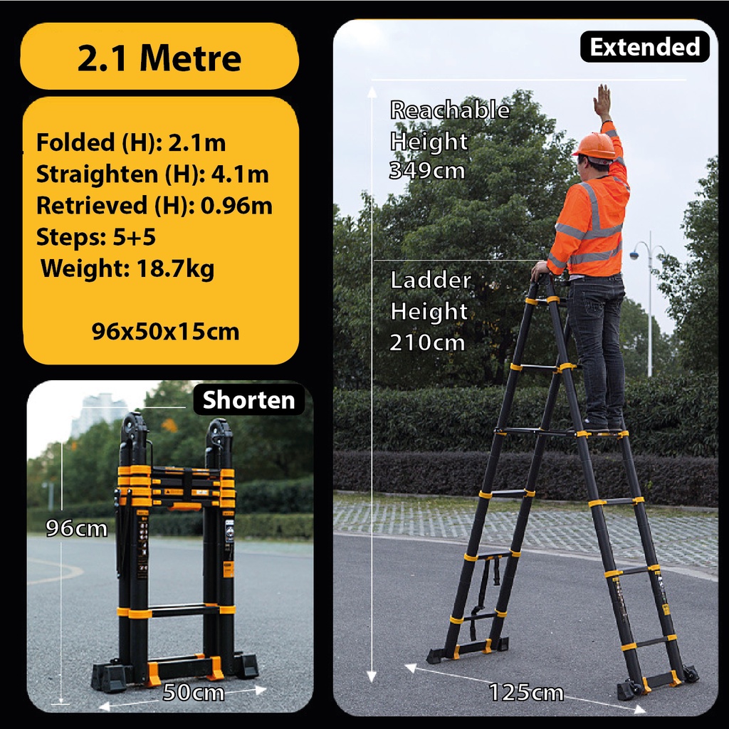 Double sided Telescopic ladder multipurpose Tangga lipat Heavy duty ...