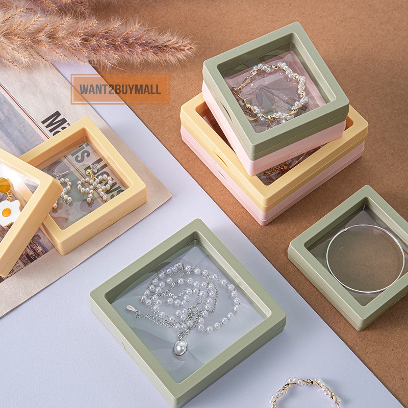 🇲🇾 🏆 3D Dustproof Jewelry Ring Bracelet Storage Box Color Transparent ...