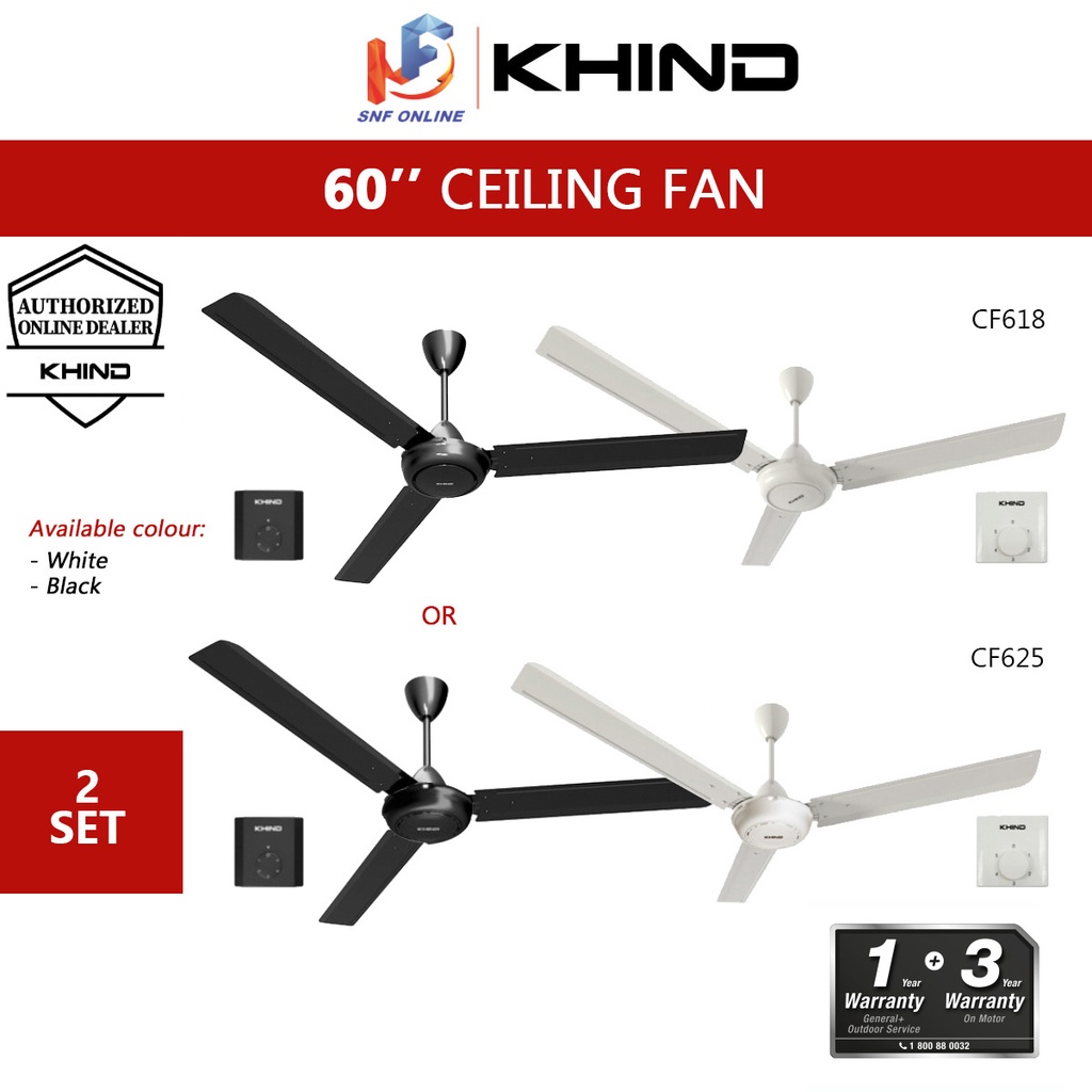 Khind Ceiling Fan (60"/2 Set) CF618 CF618B CF625 CF625B | Shopee Malaysia