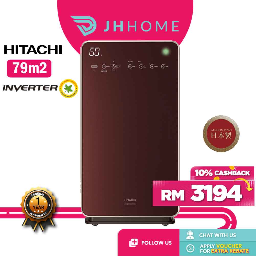Hitachi Made In Japan 79M2 Humidifying Air Purifier Glass Panel Ep ...