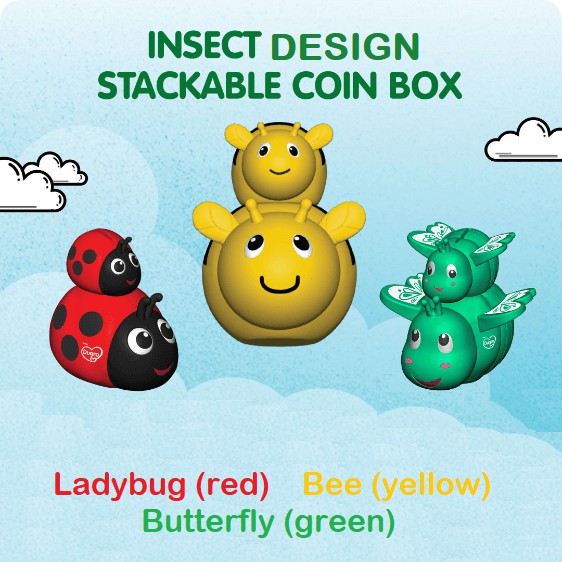 Stackable Coin Bank (Ladybug / Bee / Butterfly) | Shopee Malaysia