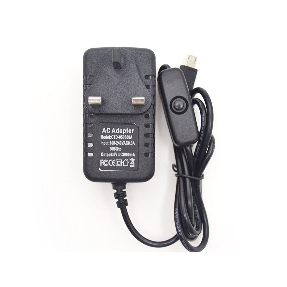 Power Adapter 5V 3A UK Micro USB for Raspberry Pi 3 Model B + / 3B ...