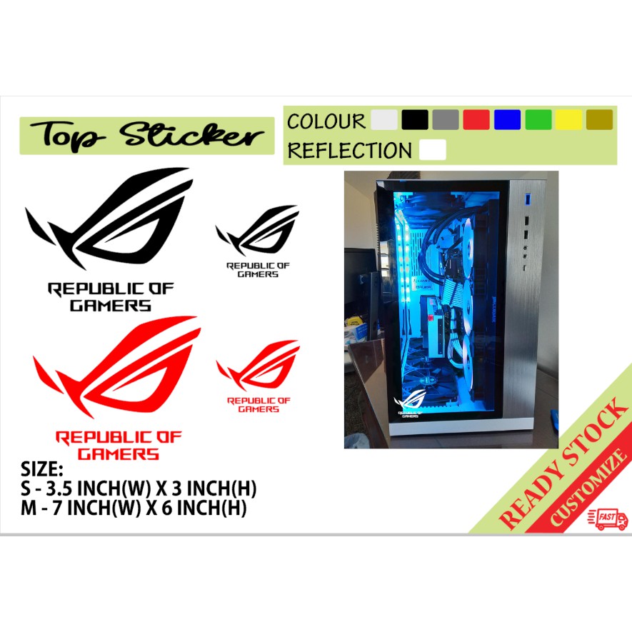 ROG REPUBLIC OF GAMERS STICKER CPU LAPTOP DESKTOP COVER STICKER VINYL ...