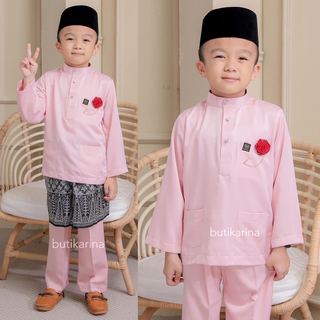 BAJU MELAYU BUDAK PINK BABY PINK SOFT PINK CAIR BAJU MELAYU KANAK KANAK ...