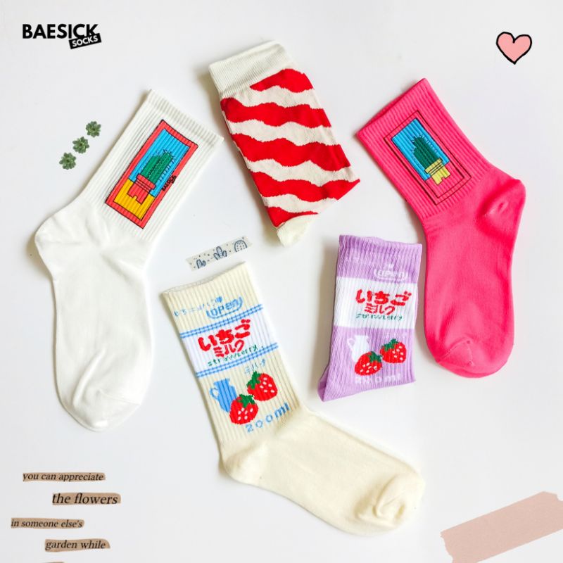 BA Harajuku Socks Multi Colour Cotton Cute Korean Stripe, Crocodile ...