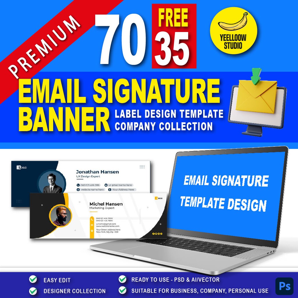 70 FREE 35 Company Email signature banner / label design template - Ai ...