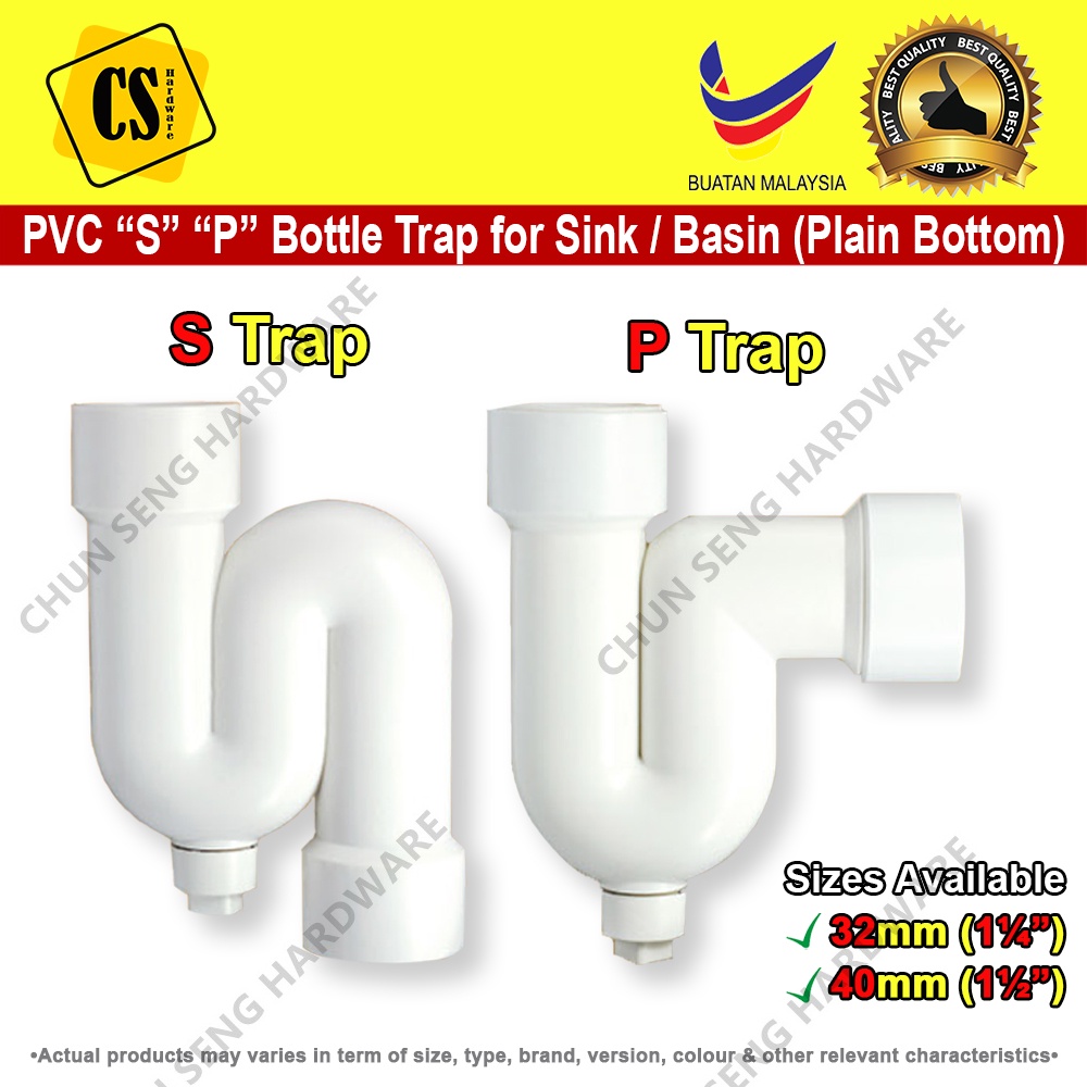 PVC Bottle Trap P Trap and S Trap for Kitchen Sink and Toilet Basin ...