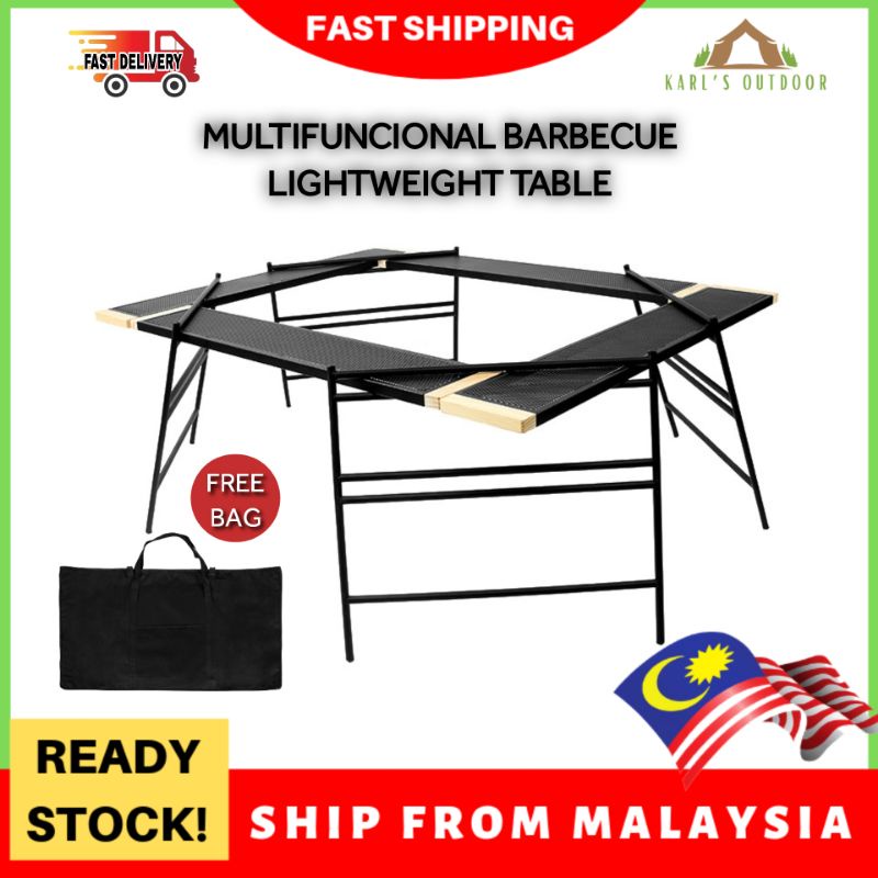 Portable Multifunction Barbecue BBQ Table Fire Pit Splicing Table ...