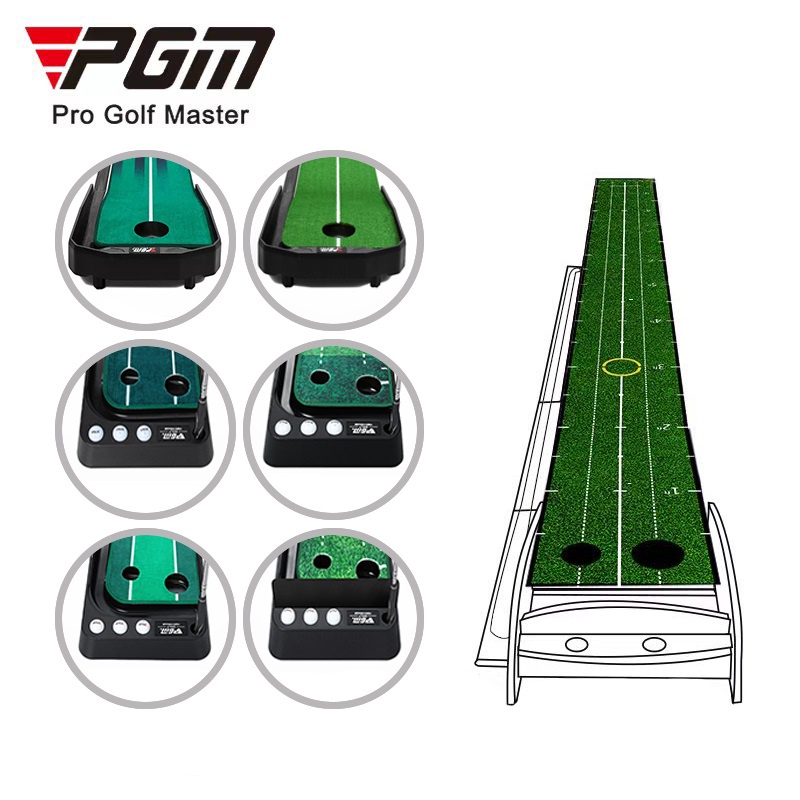 PGM Hot sale portable low ball speed 3m golf putter trainer practice putting mat with auto ball ...