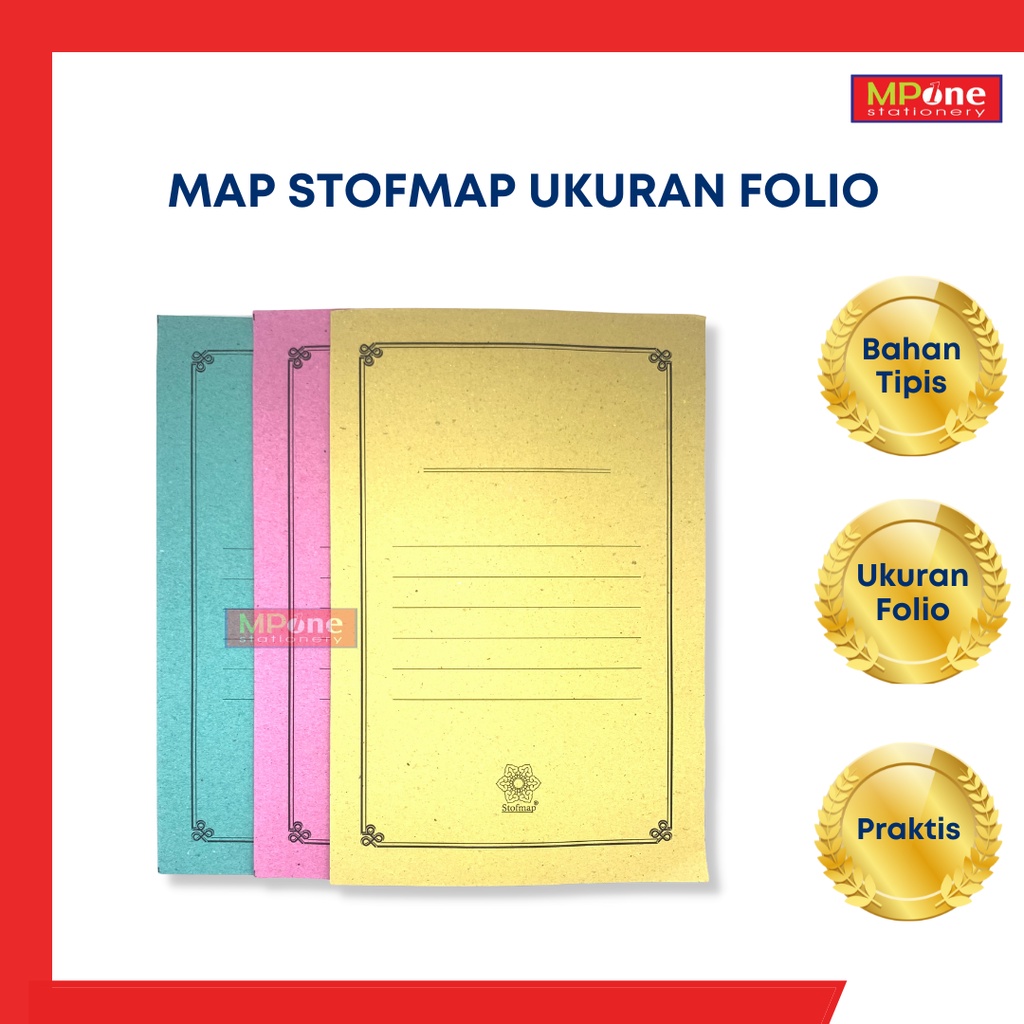 MERAH HIJAU (1PCS) Stofmap Folio / Green/Red/Blue/Yellow Paper Folder ...