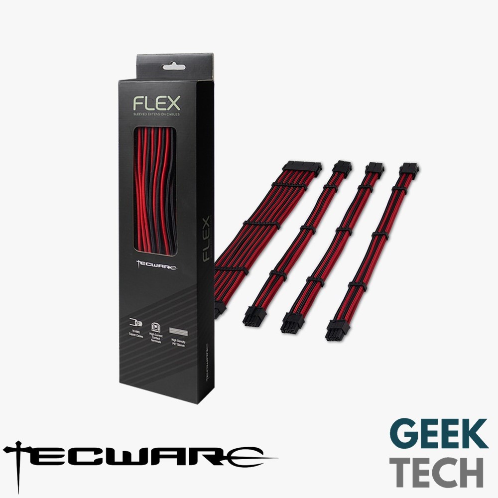 TECWARE Flex Sleeved Extension Cable 16 AWG PSU Extension Cable Kit of ...