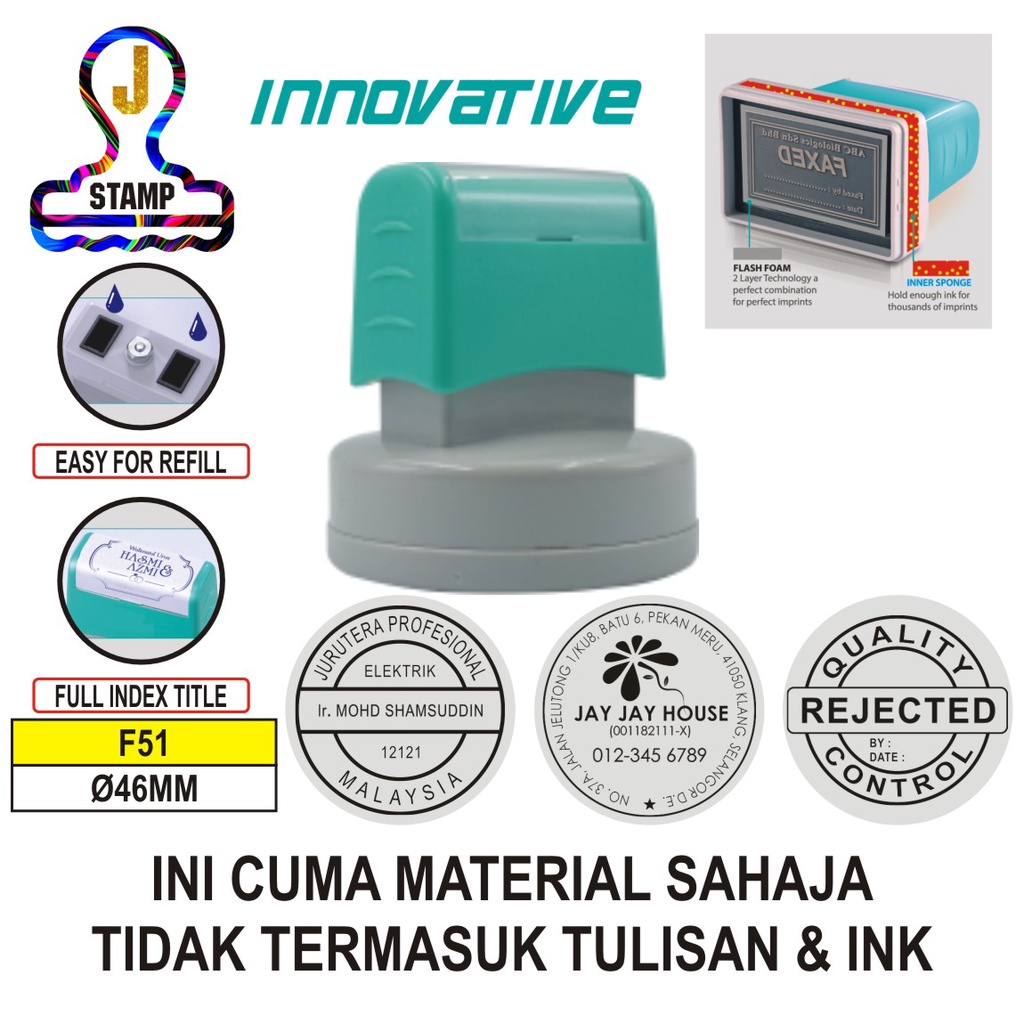 Stamp chop | flash stamp body set only (TIDAK TERMASUK TULISAN / MESIN ...