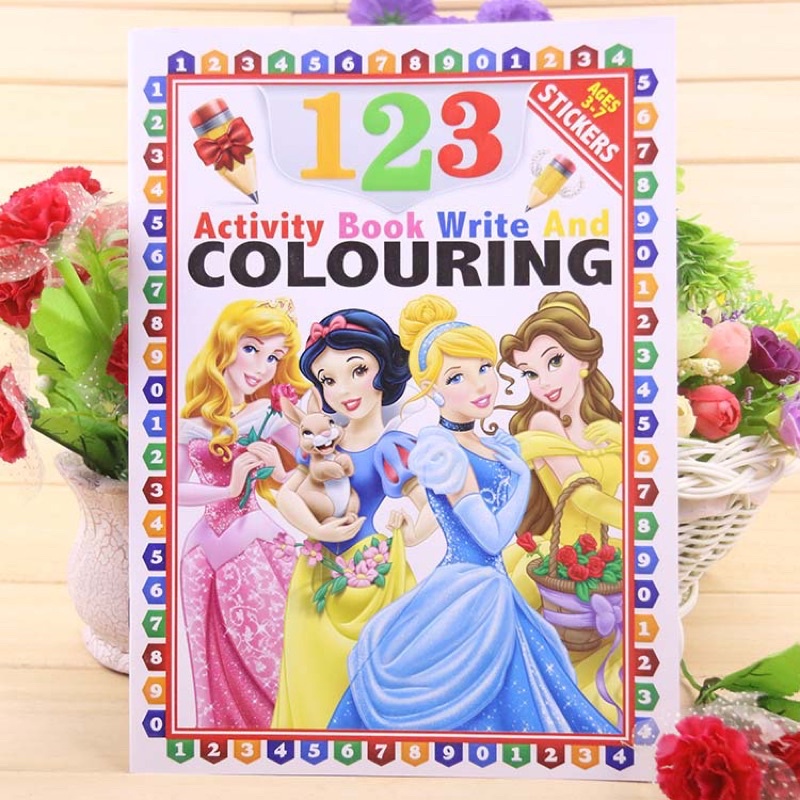 Children’s Cartoon 123 Activity Book Sticker Book Colouring Book Kids ...