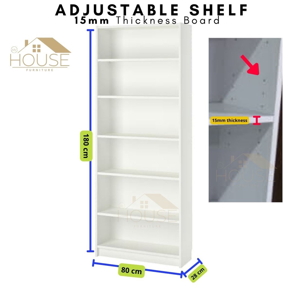 MYHOUSE Furniture BILLY IKEA Book Rack Bookshelf 6 Tier White Color ...