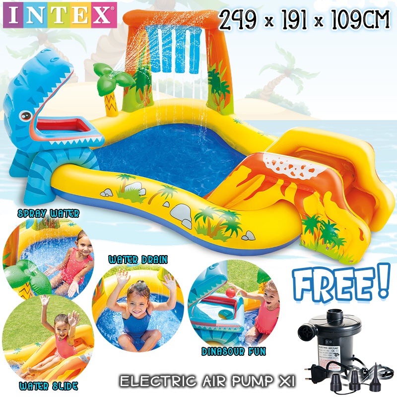 INTEX 57444 Dinosaur Play Center Children Toy Play Ground Inflatable Kids Swimming Pool Water ...