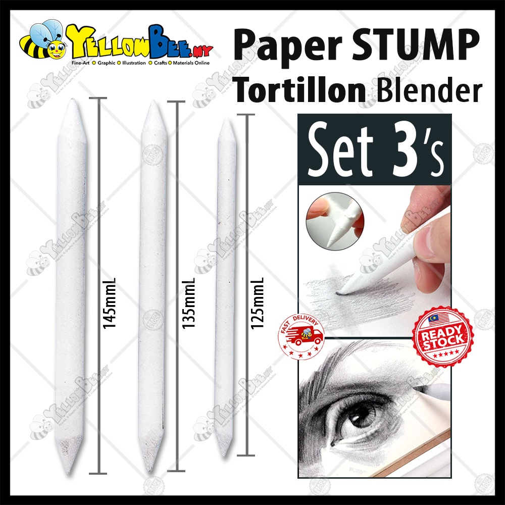 White PAPER STUMP Tortillon Art Tool Charcoal Blending [SET 3s ...