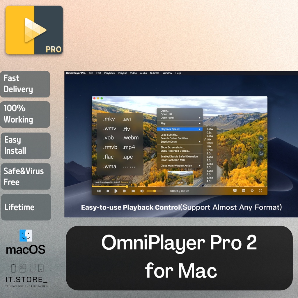 OmniPlayer Pro 2 Lifetime for Intel and M1 Chip Apple Silicone MacOs/Macbook/Mac Software Full ...