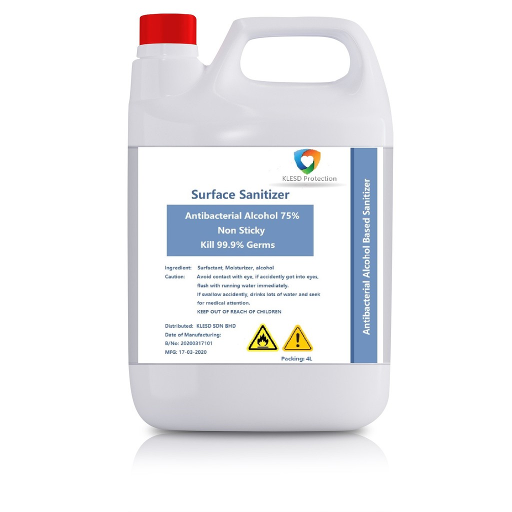 Ready Stock - Rubbing Alcohol Disinfectant 4L Sanitizer - klesd ...