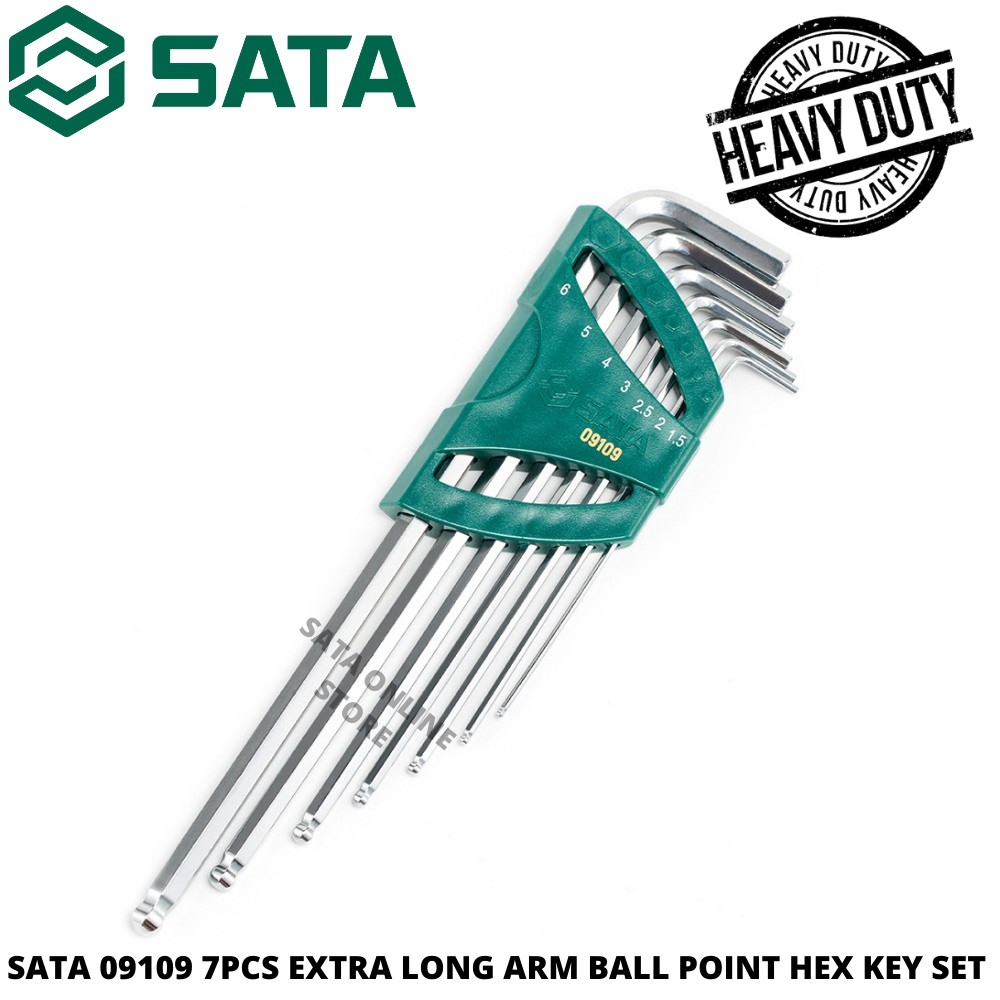 SATA 09109 7PCS EXTRA LONG ARM BALL POINT HEX KEY SET / HEX KEY / ALLEN ...