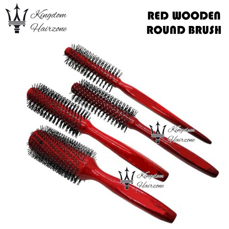 Red Round Wooden Brush Rolling Comb (30/38/45/60mm) | Shopee Malaysia