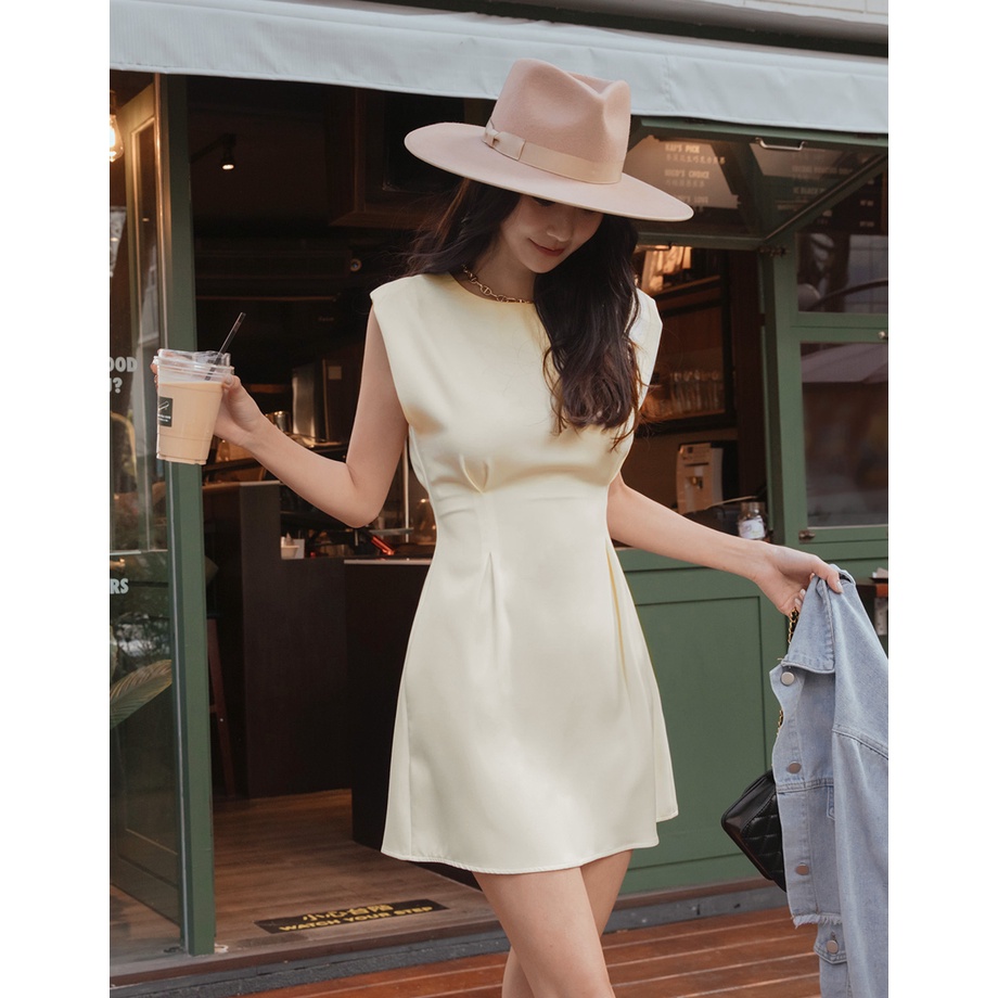 AIR SPACE Edgy Chic Pleated Mini Dress (With Shoulder Pads) | Shopee ...