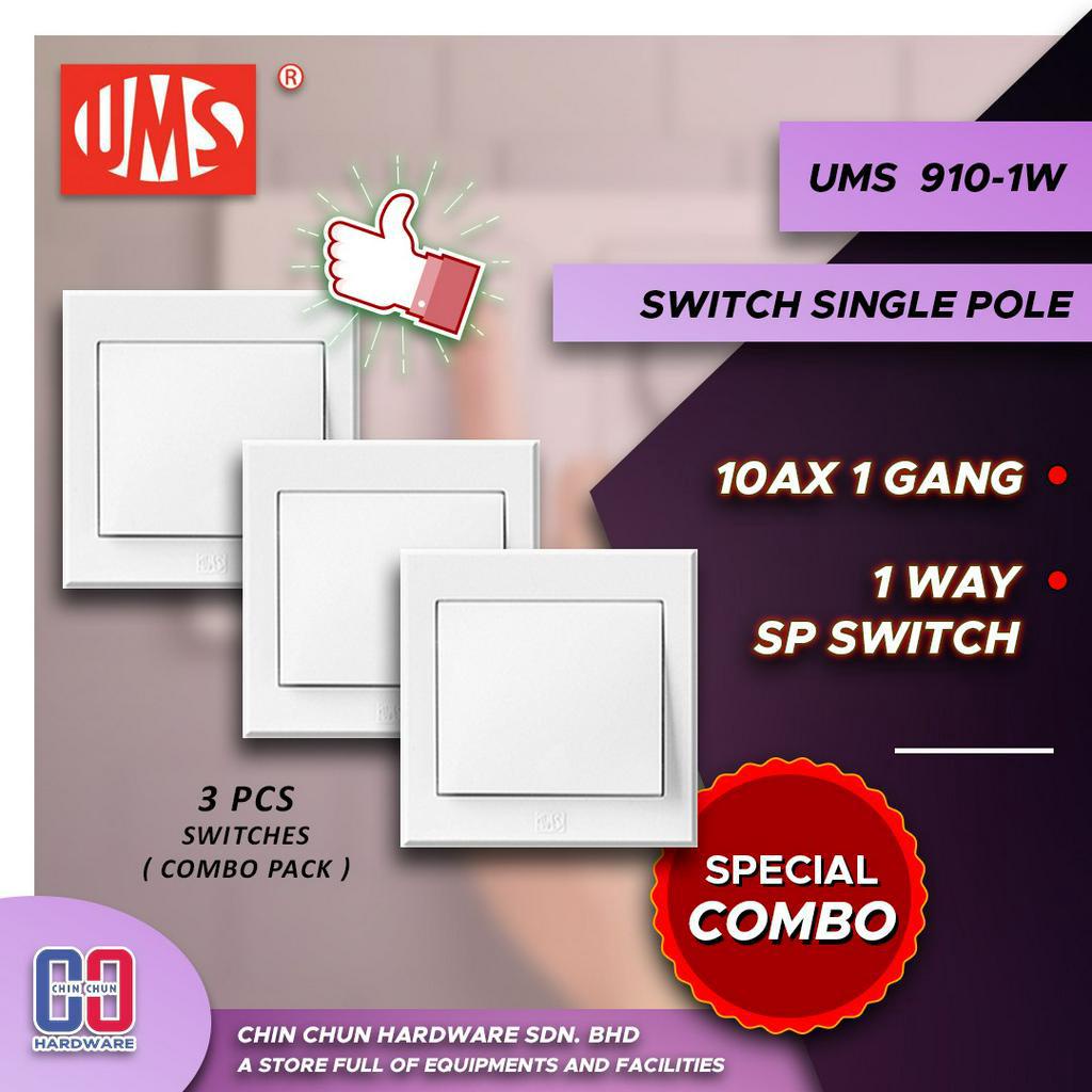 *3 UNIT* UMS 9 SERIES 910-1W 1 GANG 1 WAY SWITCH/SWITCHES & SOCKETS|UMS ... *3 UNIT* UMS 9 SERIES 910-1W 1 GANG 1 WAY SWITCH/SWITCHES & SOCKETS|UMS ...