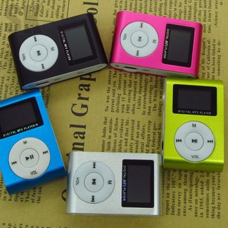SkyBlue Mini Cube MP3 Player w Display Rechargeable Portable Music ...