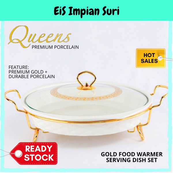 (Ready Stock!!) EIS Queens Porcelain 3.6L/14.5" Gold Food Warmer with ...