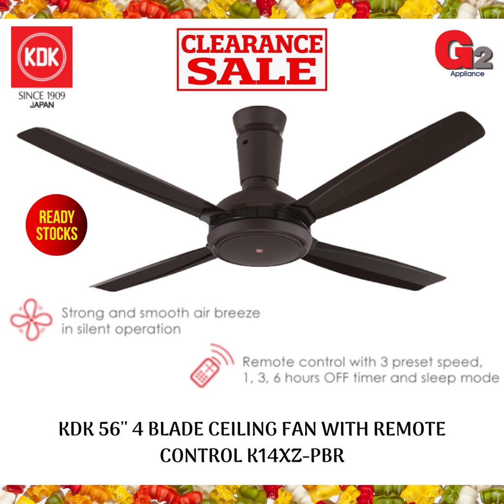 KDK 56'' 4 BLADE CEILING FAN WITH REMOTE CONTROL K14XZ-BR ( READY STOCK ...