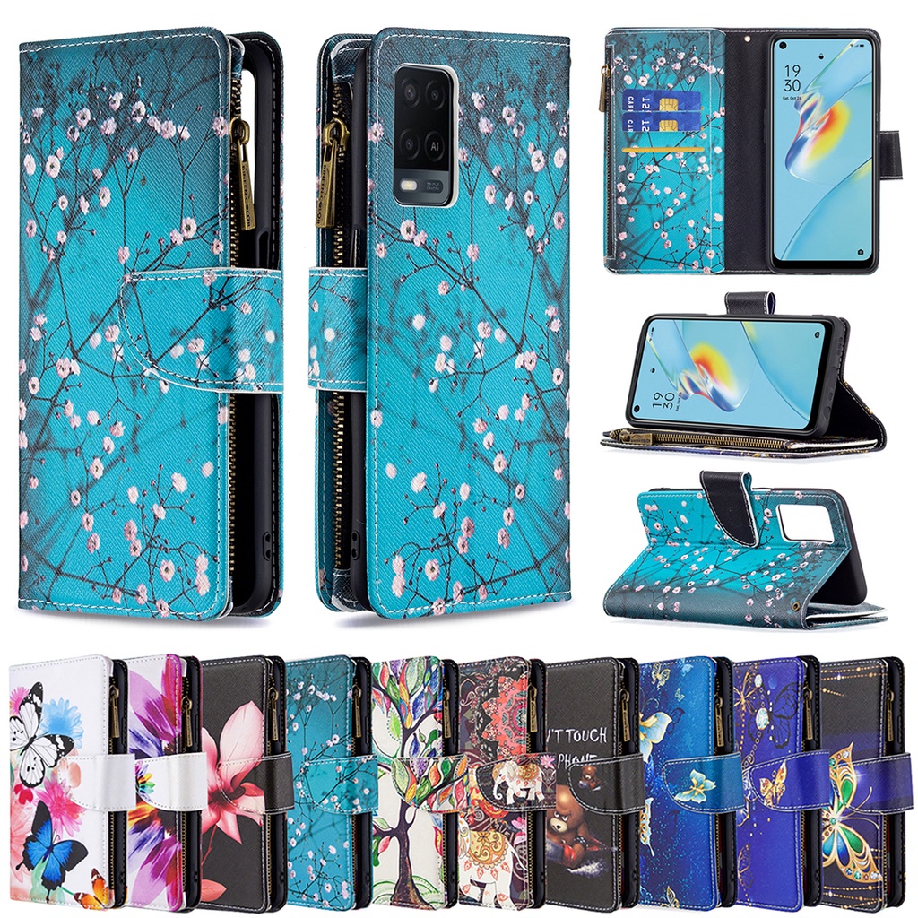 Luxury Pattern Flip Case For OPPO A95 A94 A74 A54 4G F19 Pro Leather ...