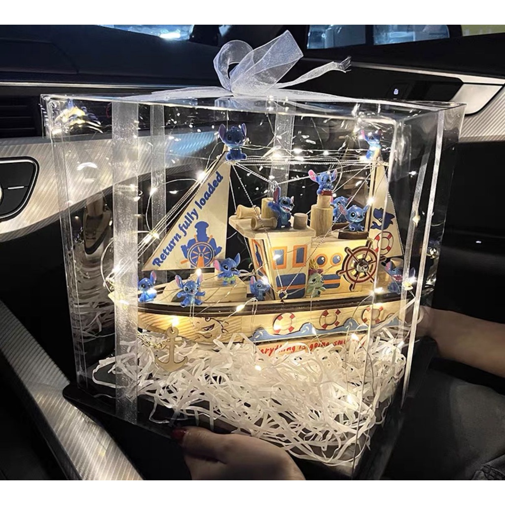 [PRE-ORDER] DIY Stitch toy boat music box decoration gift box birthday ...