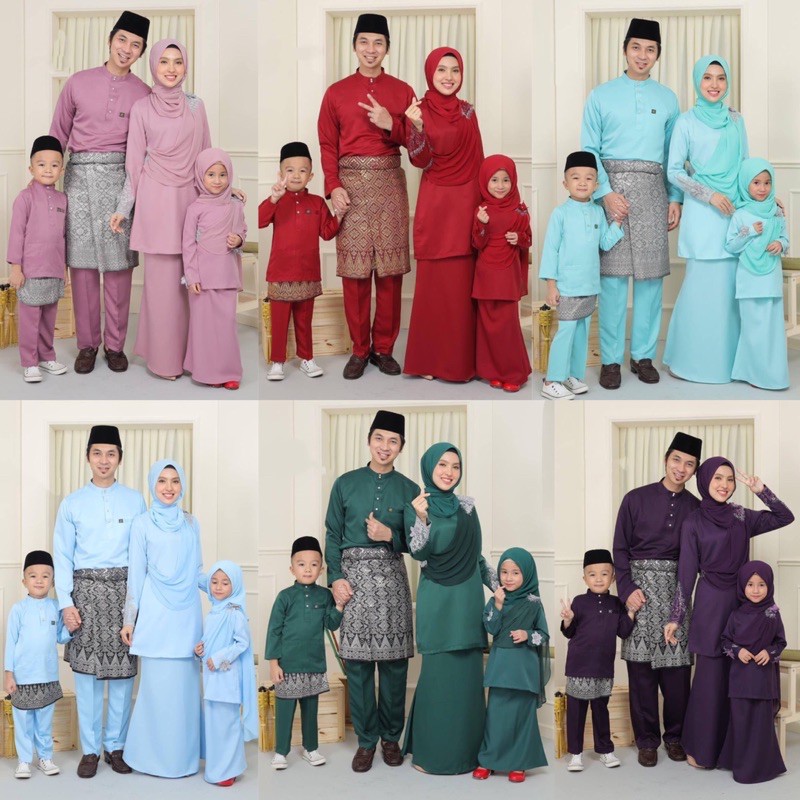 Family Set Raya 2021 . Sedondon Raya Ayah Ibu Anak . Selendang Lace ...