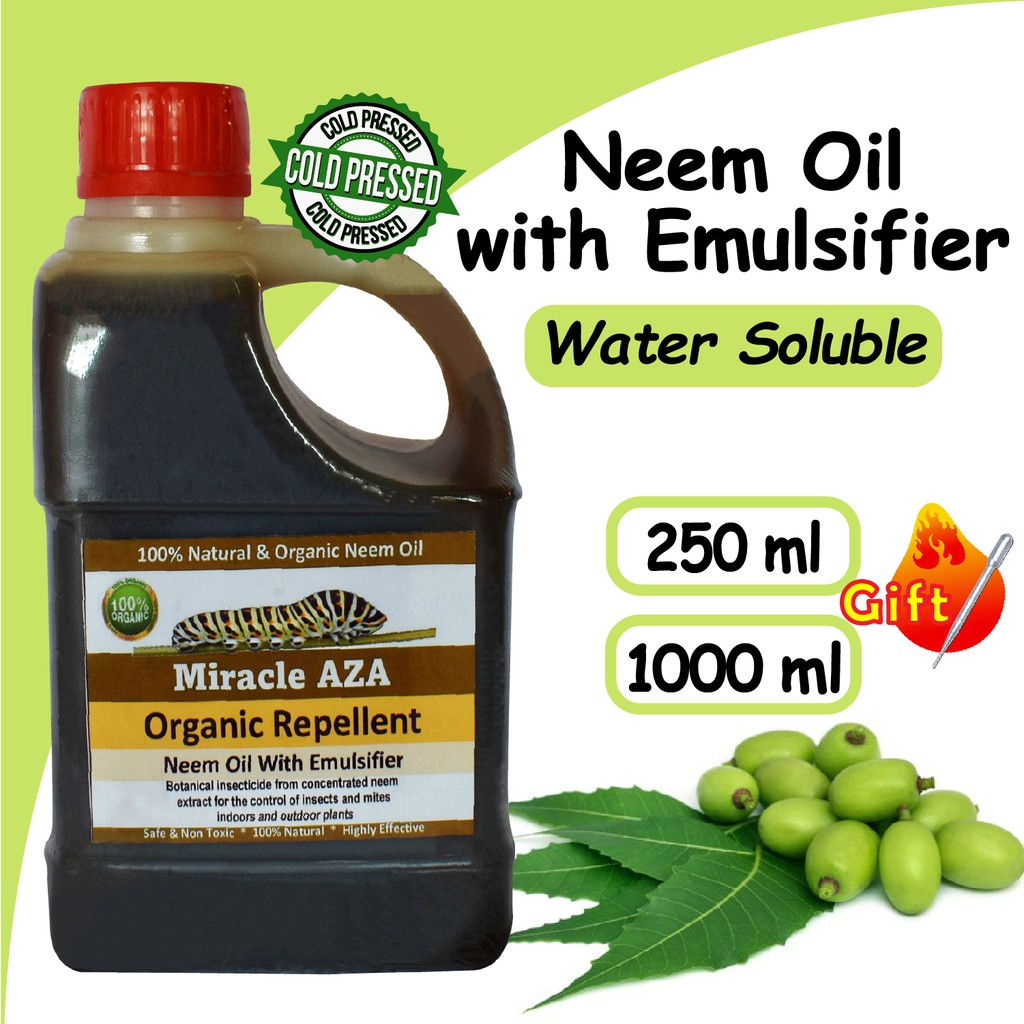 [1000ML] Neem Oil with Emulsifier | MIRACLE AZA Organic Plant Pest ...