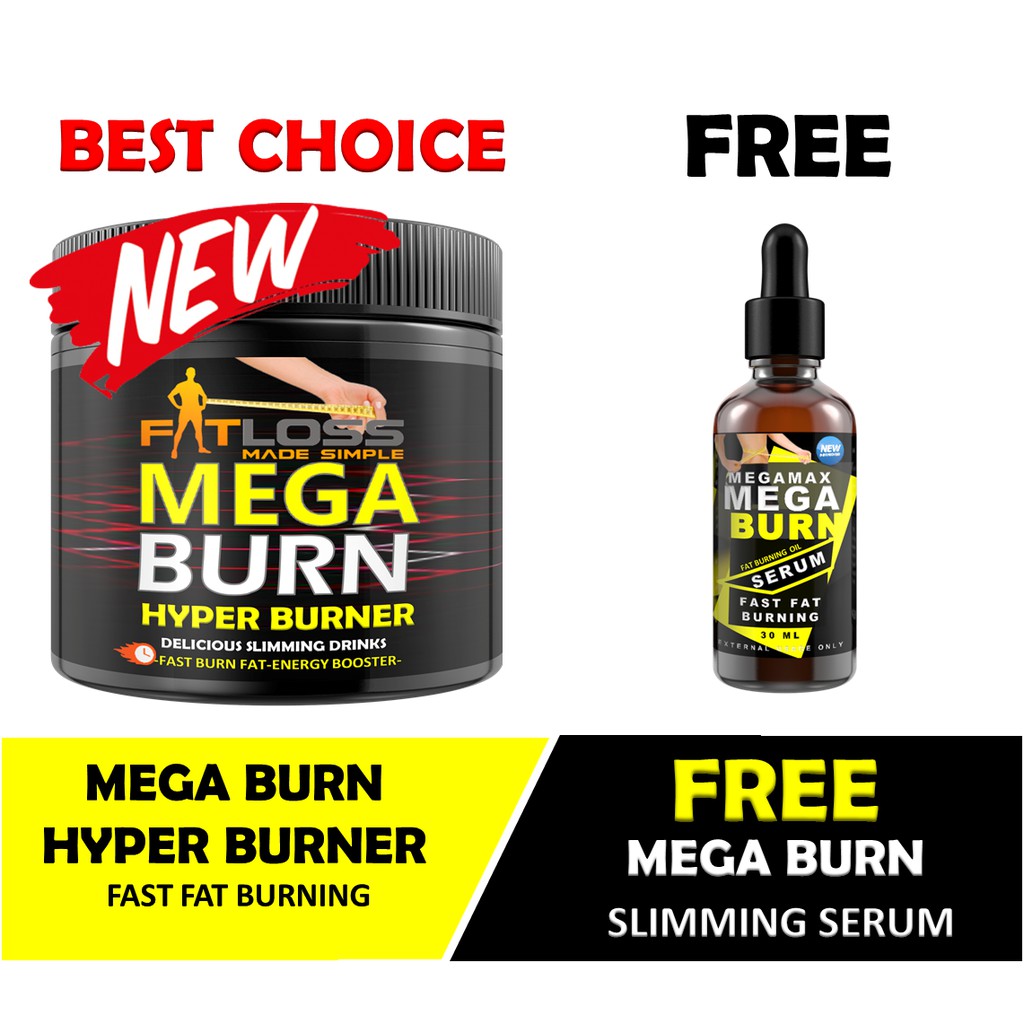 FAT BURNER MEGABURN Hyper BURNER with Gift MEGA BURN Slimming oil 30ml ...