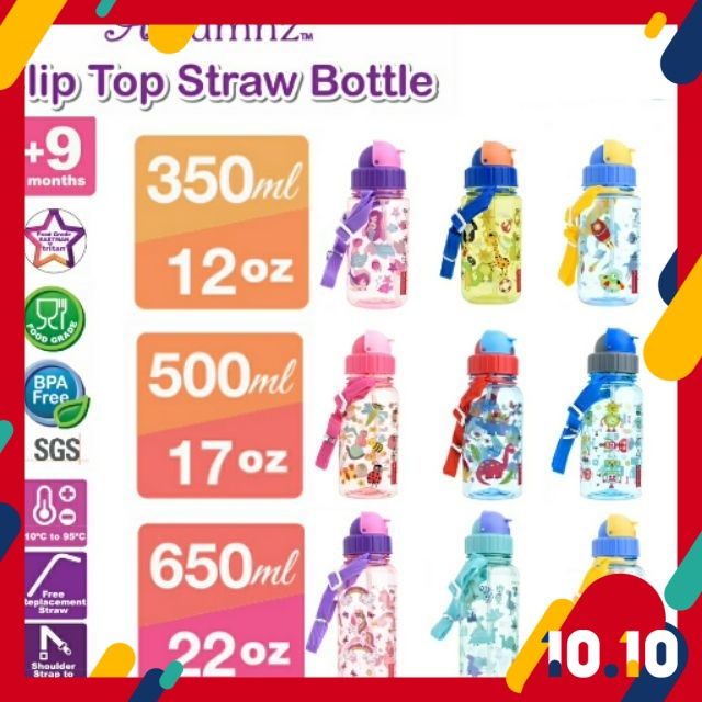 Autumnz Flip Top Straw Bottle 350ml / 500ml /650ml | Botol Air Straw Kanak Kanak | Shopee Malaysia