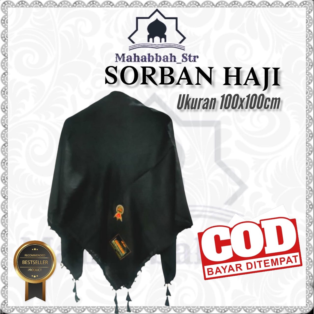 HITAM PUTIH Plain Black and White Rombe Turban Hajj Turban Rectangular ...