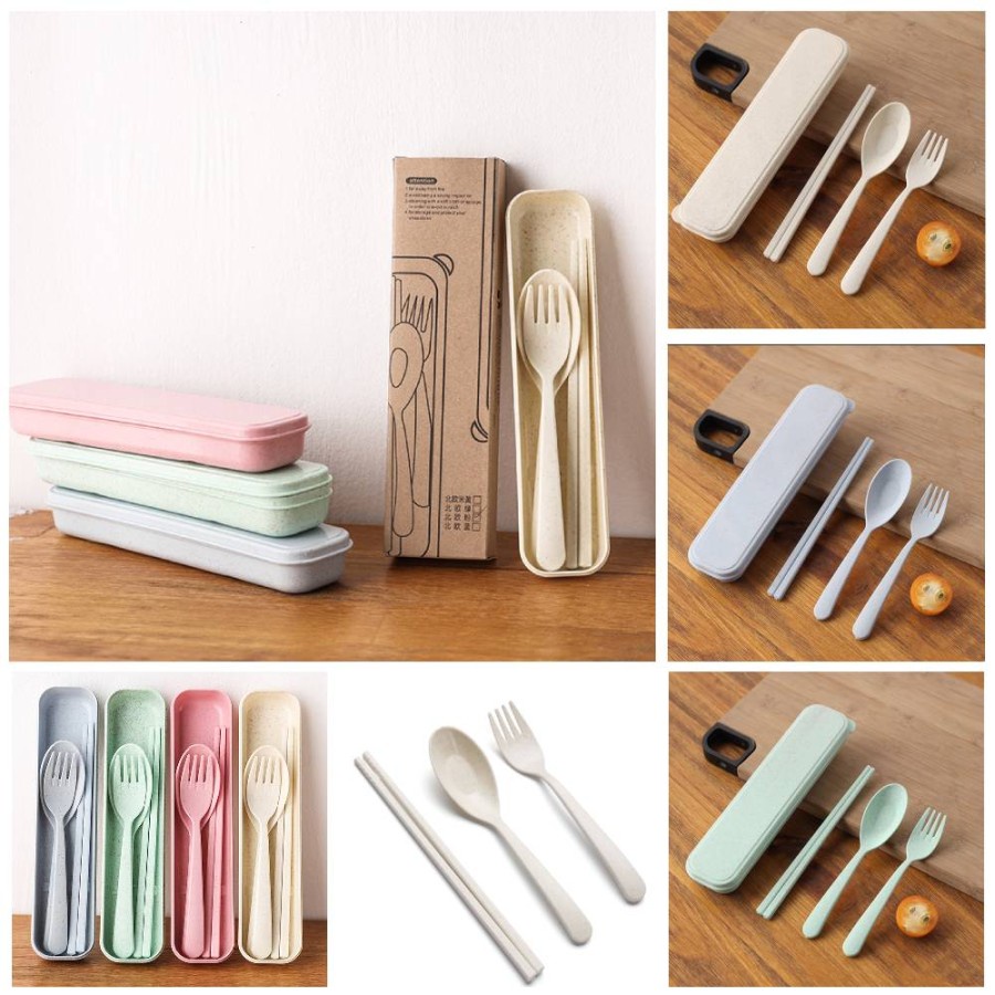 3in1 Straw Spoon set - Cutlery set - Gets a storage box | Shopee Malaysia