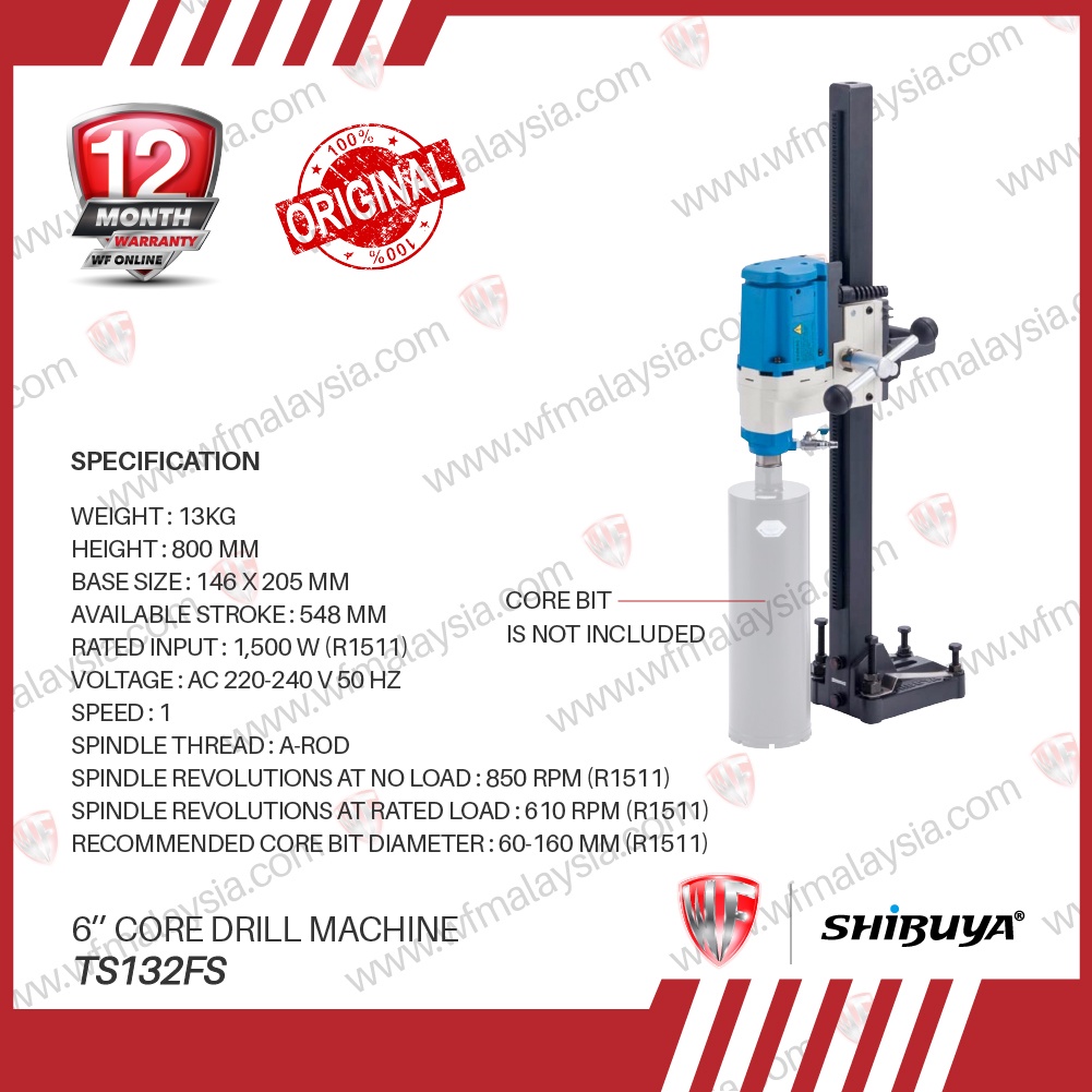 SHIBUYA TS132FS 6" CORE DRILL MACHINE (12 months warranty) | Shopee ...