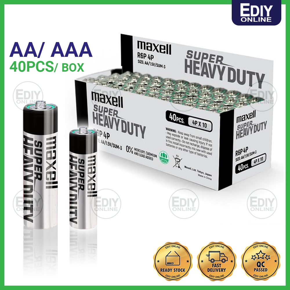 【NEW】(1 BOX / 40 PCS) ORIGINAL MAXELL JAPAN SUPER HEAVY DUTY BATTERY R6P AA & R03 AAA 电池 ...