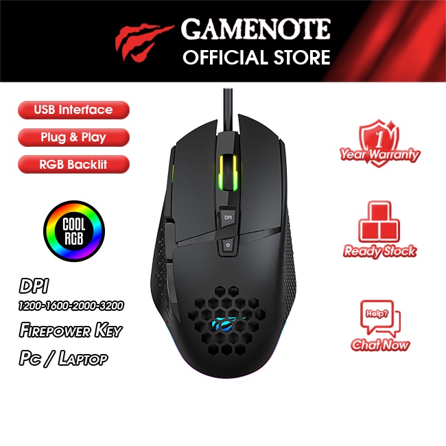 GAMENOTE MS1022 3200DPI RGB Backlit Programmable Gaming Mouse | Shopee Malaysia