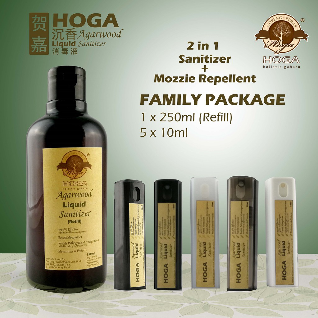 Family Sanitizer 2 in 1 HOGA Agarwood Liquid / Hand + Mosquitoes ...