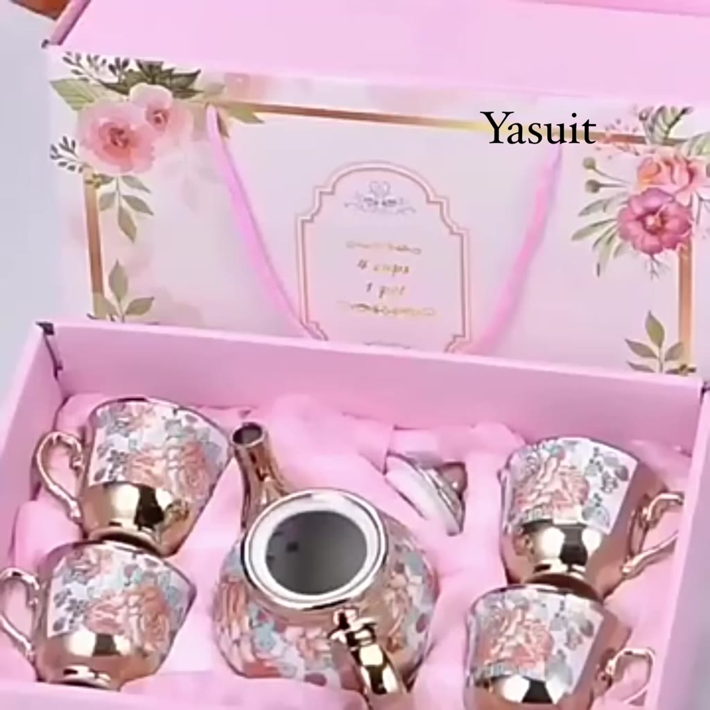 Tea Set Malay Muslim Raya Coffee Teapot Cup Pengantin Baru Print Floral ...