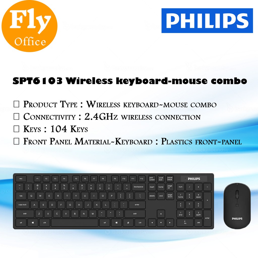 Philips SPT6103 Wireless keyboard-mouse combo (Black) | Shopee Malaysia